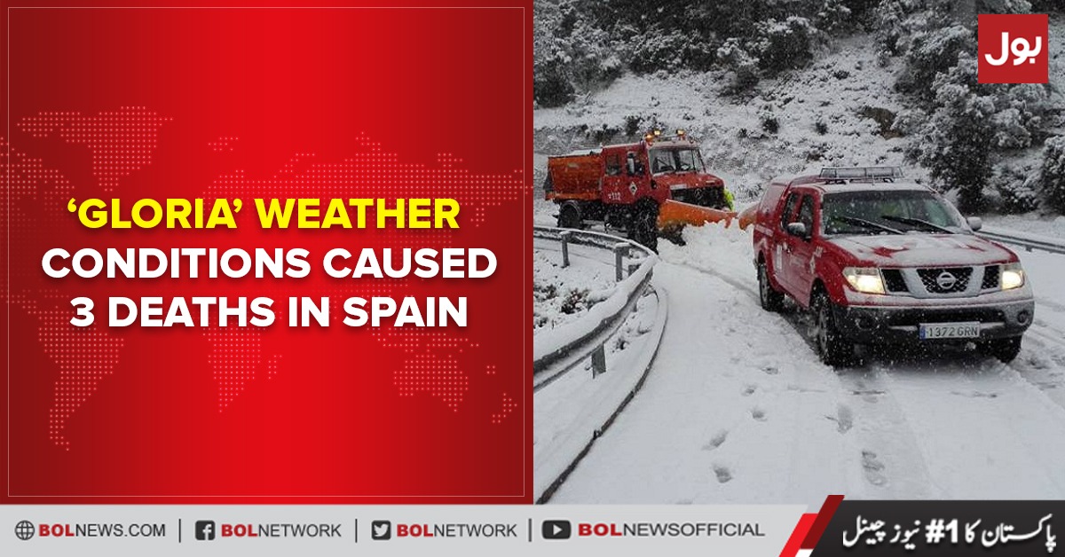 Conditions from intense Gloria weather in Spain have caused 3 deaths.