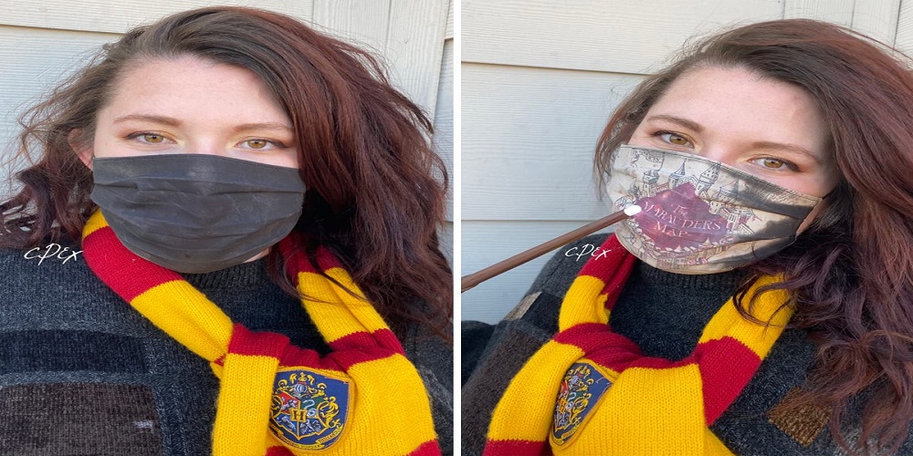 This artist created a 'Harry Potter' face mask that shows Marauder's Map