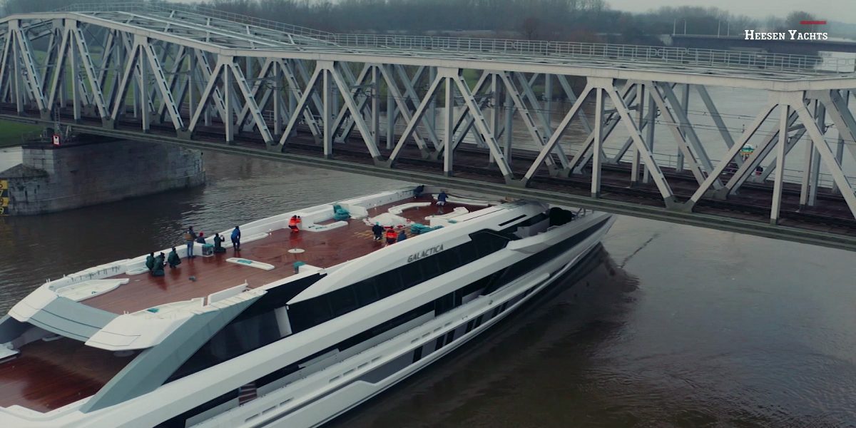 Watch: how a huge superyacht goes beneath the bridge