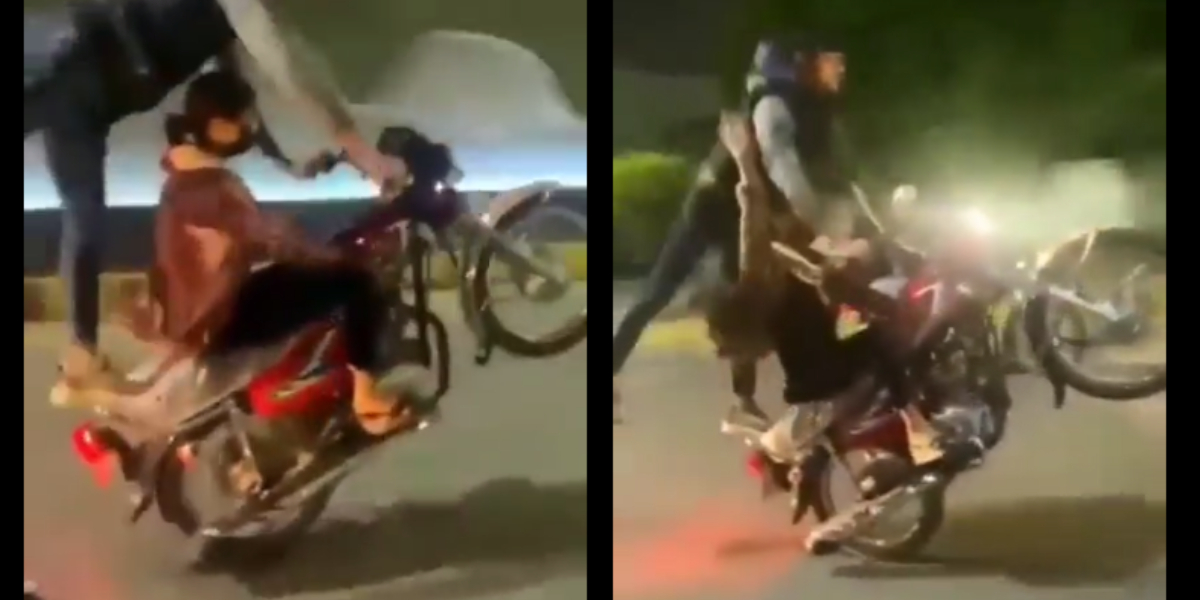 A couple one wheeling video goes viral in Lahore, watch video