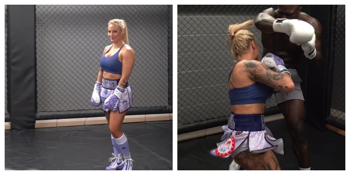 Ebanie Bridges 'sparks out' a male fighter before labelling him ...