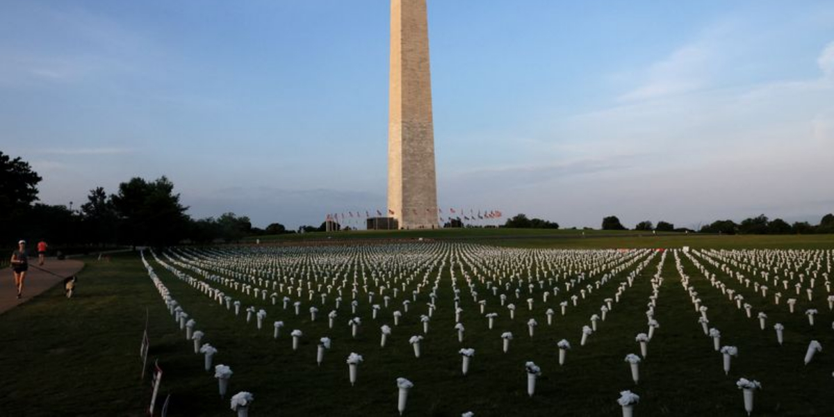 Temporary memorial to gun violence