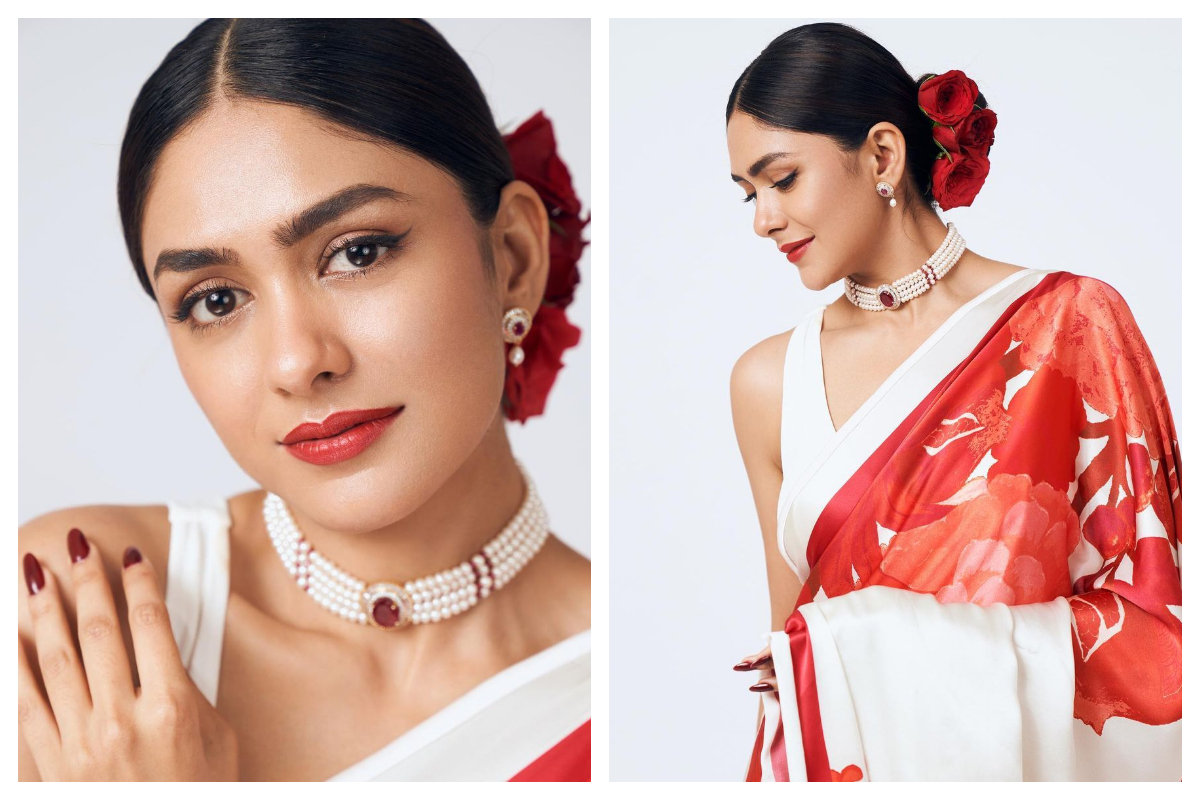 Bollywood Diva Mrunal Thakur slaying the south indian saree look