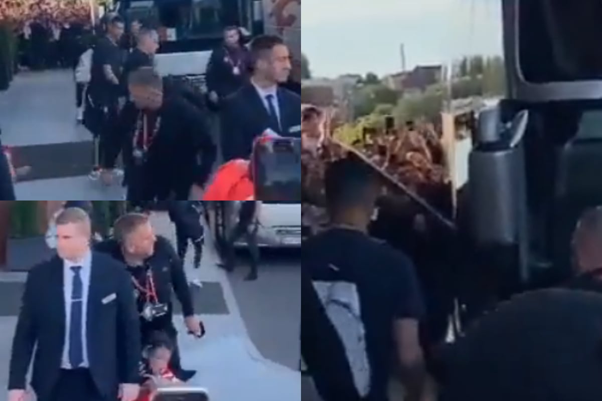 Hugging child, Cristiano Ronaldo drives Manchester United team bus with him