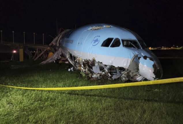 Korean Air plane skids off runway in Philippines