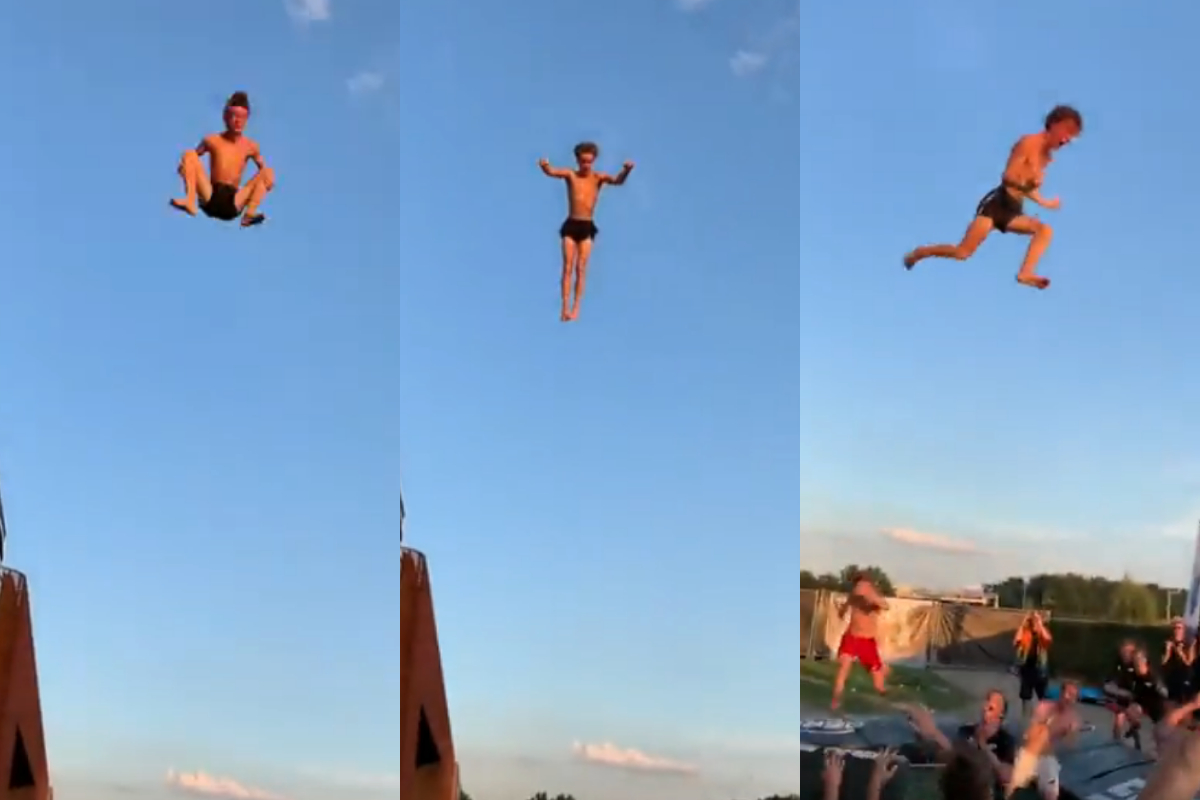 Viral: Gravity-defying moves and many flips by a trampoline jumper