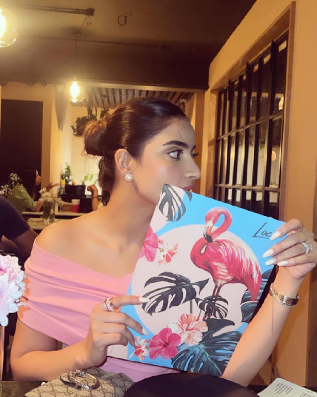 Saboor Aly Radiates Elegance In Blush Pink Off-Shoulder Attire